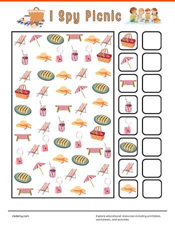 I Spy Picnic Variant 2 Worksheet | Cledemy.com