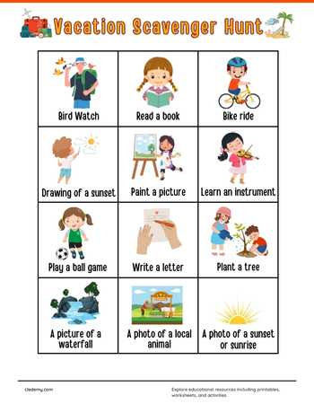 Vacation Scavenger Hunt Worksheet | Cledemy.com