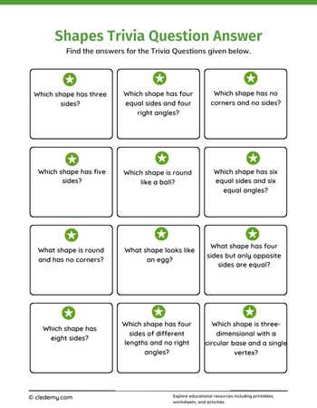 Shapes Trivia Questions Answers Worksheet | Cledemy.com