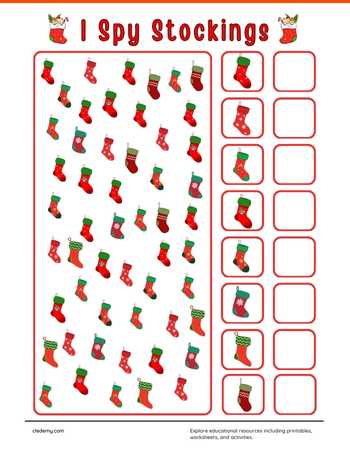 I Spy Stockings Worksheet | Cledemy.com