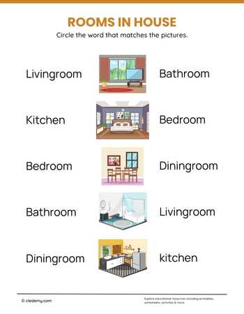 Rooms in House Vocabulary Worksheet | Cledemy.com
