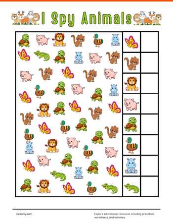 I Spy Animals Worksheet | Cledemy.com