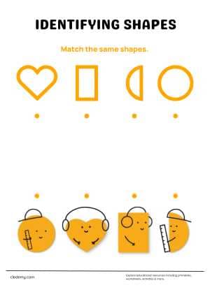 Match The Same Shapes Variant 1 Worksheet | Cledemy.com