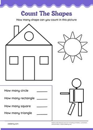 Count The Shapes Worksheet | Cledemy.com
