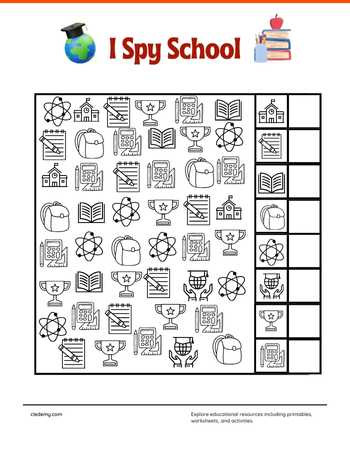 I Spy School Worksheet | Cledemy.com