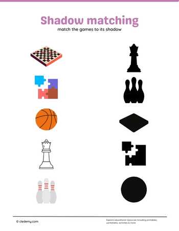 Games Shadow Matching Worksheet | Cledemy.com