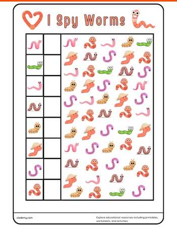 I Spy Worms Worksheet | Cledemy.com