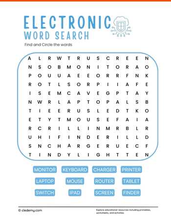 Electronic Word Search Worksheet | Cledemy.com