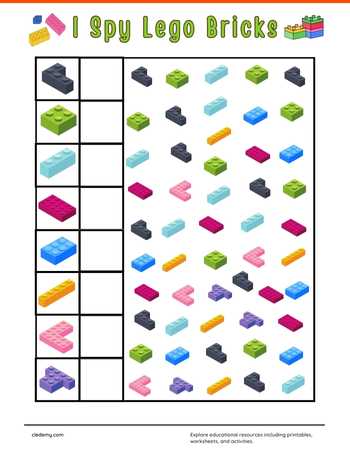 I Spy Lego Bricks Worksheet | Cledemy.com