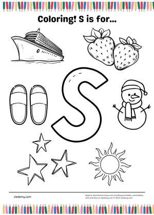 Coloring Letter S Worksheet | Cledemy.com