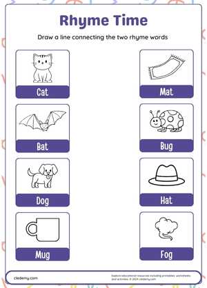 Connect the Rhyming Words Worksheet | Cledemy.com
