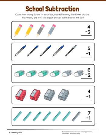 School Subtraction Worksheet | Cledemy.com