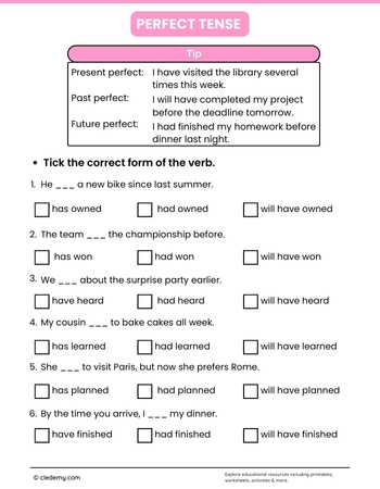Using Perfect Tenses | Cledemy.com