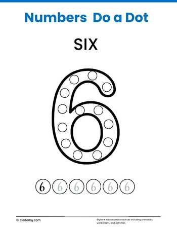Numbers 6 Do a Dot Worksheet | Cledemy.com