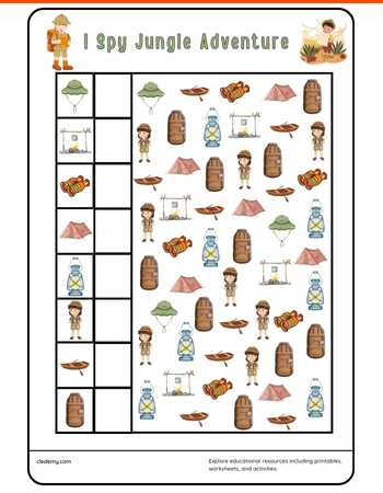 I Spy Jungle Adventure Worksheet | Cledemy.com
