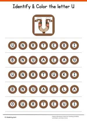 Identify And Color Letters U Worksheet | Cledemy.com