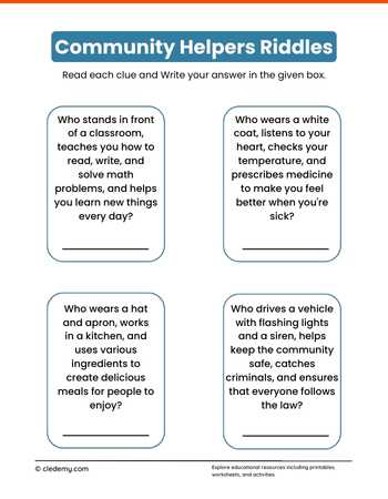 Community Helpers Riddle 1 Worksheet | Cledemy.com