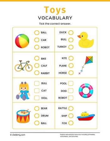 Toys Vocabulary Worksheets | Cledemy.com
