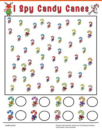 I Spy Candy Canes Worksheet | Cledemy.com