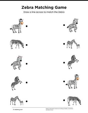 Zebra Matching Game Worksheets | Cledemy.com