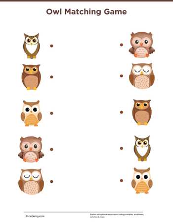 Owl Matching Game Worksheets | Cledemy.com