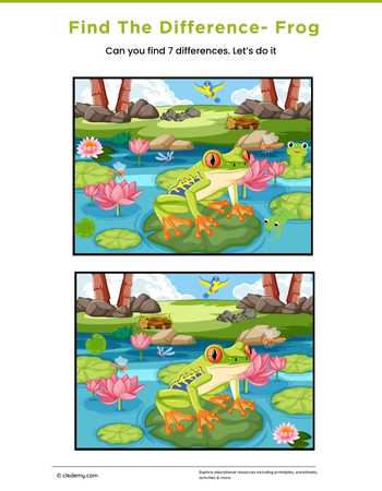 Find the Difference- Frog Worksheets | Cledemy.com
