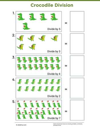 Crocodile Division Worksheets | Cledemy.com