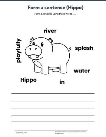 Form a sentence (Hippo) Worksheets | Cledemy.com