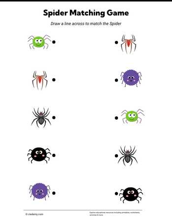 Spider Matching Game Worksheets | Cledemy.com