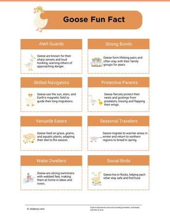 Goose Fun Fact for Kids Worksheets | Cledemy.com