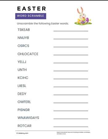 Easter Word Scramble Worksheets | Cledemy.com