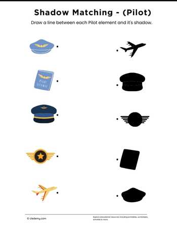 Pilot Shadow Matching Worksheets | Cledemy.com