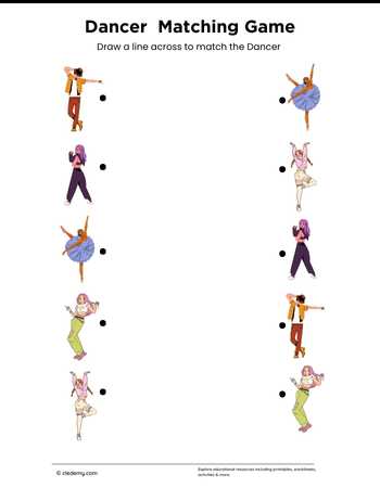 Dancer Matching Game Worksheets | Cledemy.com