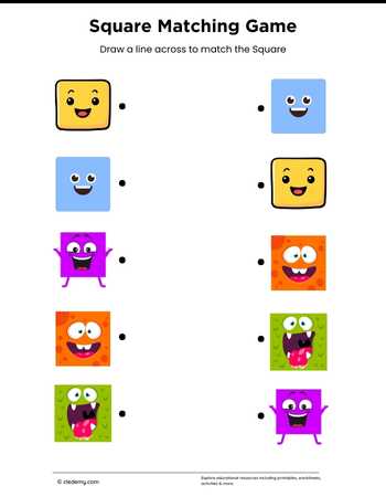 Square Matching Game Worksheets | Cledemy.com