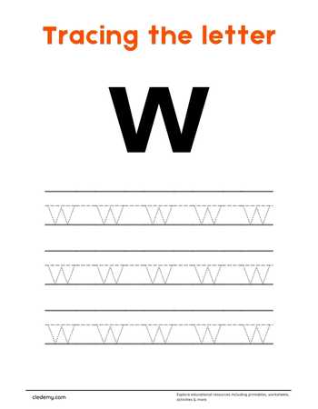 Tracing Letter w Worksheet | Cledemy.com