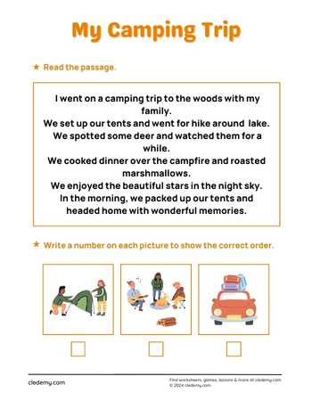 My Camping Trip Read And Recall Worksheets | Cledemy.com