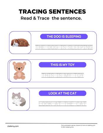 Tracing Sentences Worksheets | Cledemy.com