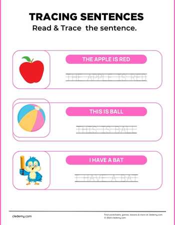 Tracing Sentences Worksheets | Cledemy.com