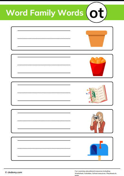 Identify and Write The Ot Words Worksheets | Cledemy.com