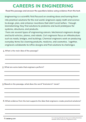 Careers in Engineering Worksheets | Cledemy.com
