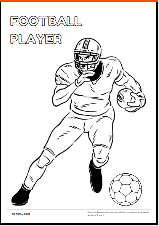 Color The Football player Worksheet | Cledemy.com