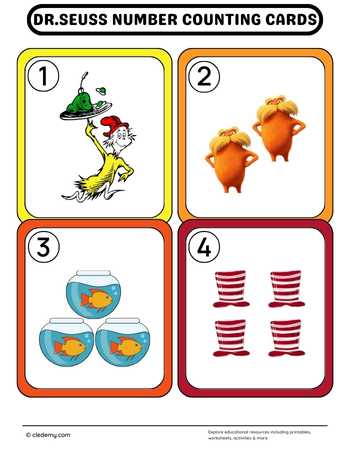 Dr. Seuss Number Counting Cards Worksheets | Cledemy.com