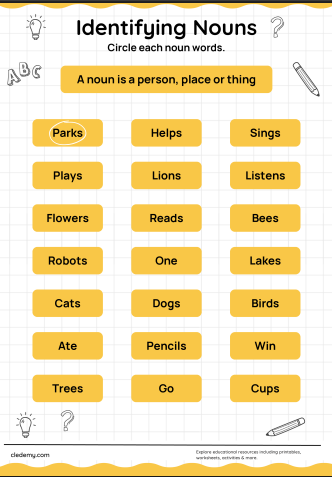 Noun Sort worksheet | Cledemy.com