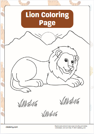 lion Coloring Page Worksheet | Cledemy.com