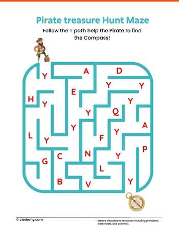 Pirate’s Lost Treasure Maze Worksheet | Cledemy.com