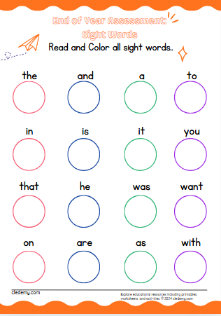 Read and Color the Sight Words Worksheets | Cledemy.com