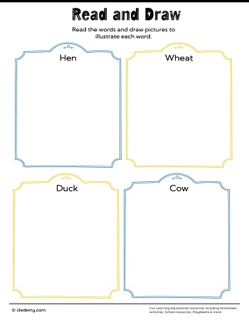 Read and Draw Animals Worksheets | Cledemy.com