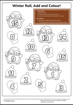Winter-Roll, Add and Colour Worksheets | Cledemy.com